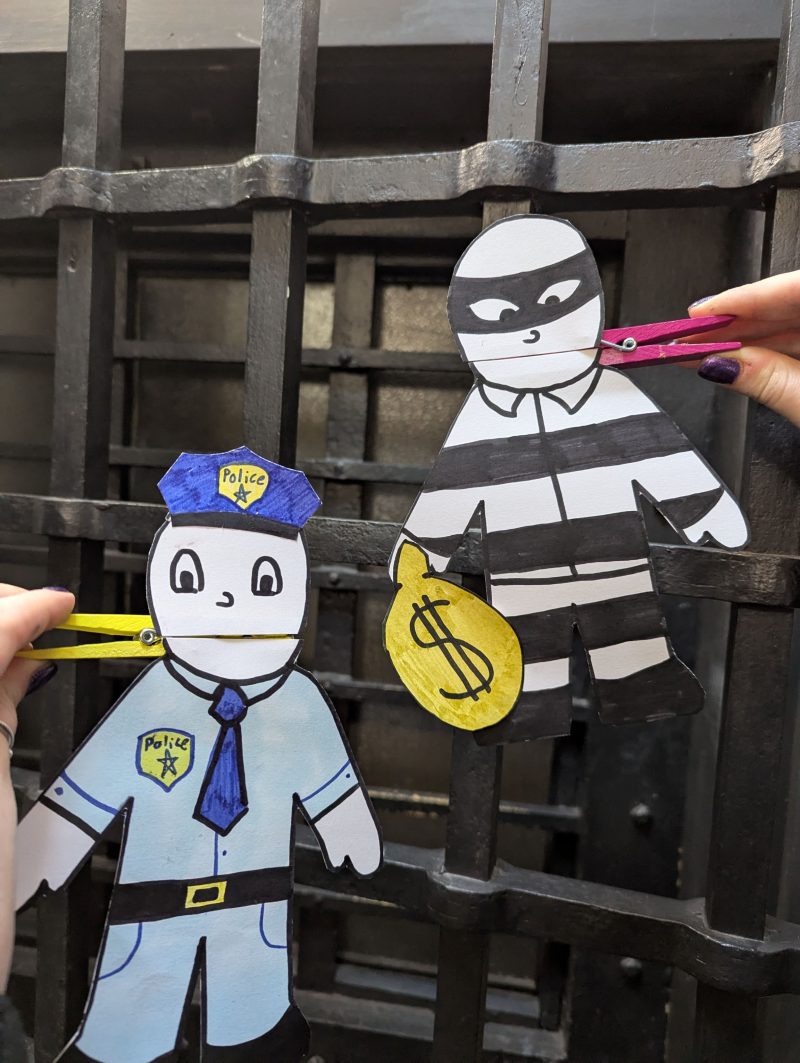 Get Creative - Cops and Robbers Wooden Peg Puppets - Ripon Museums